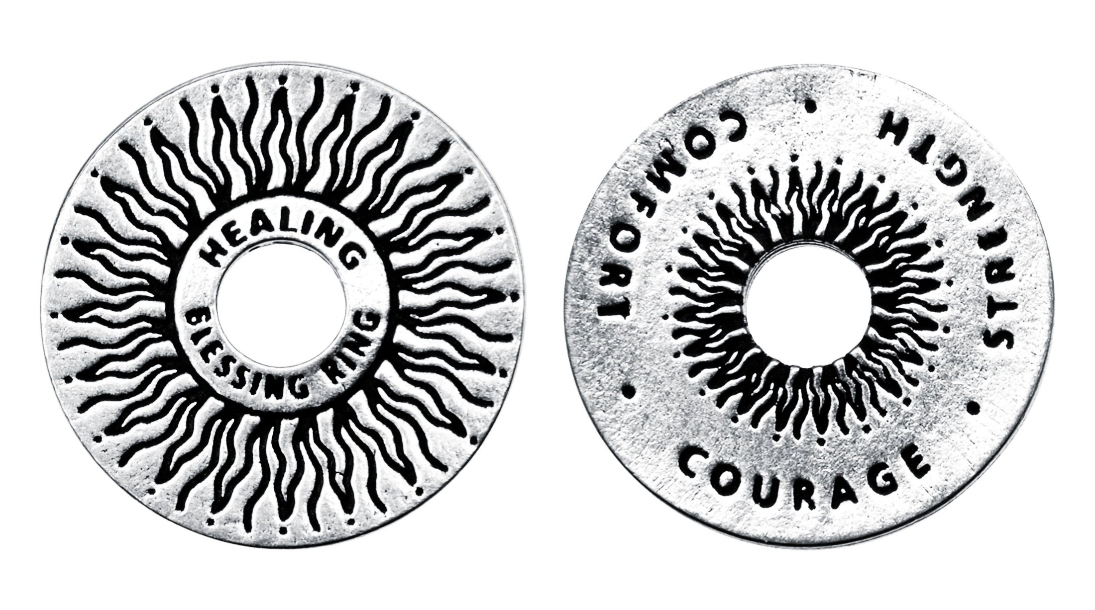 Healing Blessing Ring Charm, Pewter | Courage Strength Comfort | Sun ...